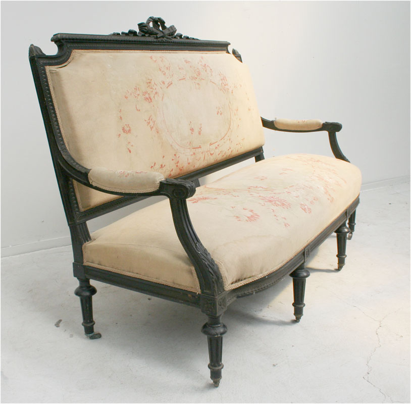 Napoleon III Ebonised Louis 16 Style Settee | Haunt - Antiques for the ...